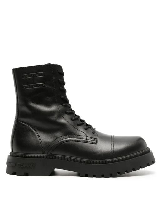 Tommy Hilfiger Logo-Debossed Ankle Leather Boots in Black for Men | Lyst UK
