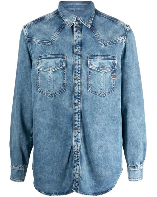 DIESEL D-ocean Relaxed-fit Long-length Denim Shirt in Blue for Men ...