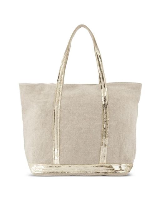 Vanessa Bruno Large Cabas Sequin-Embellished Linen Tote Bag in Natural ...