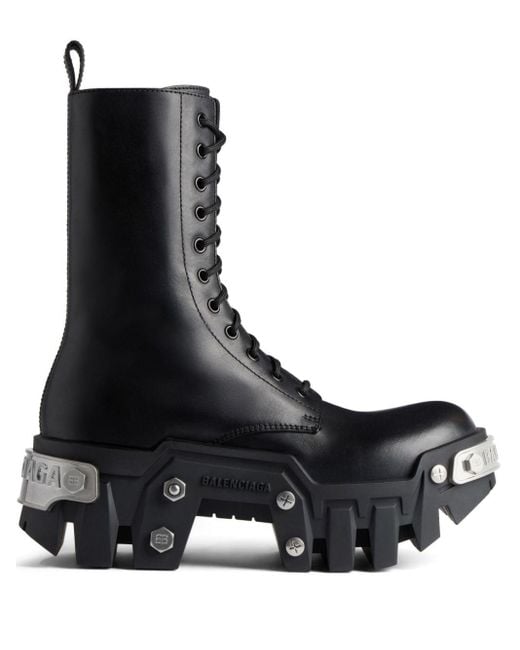 Balenciaga Bulldozer Platform Leather Boots in Black for Men | Lyst