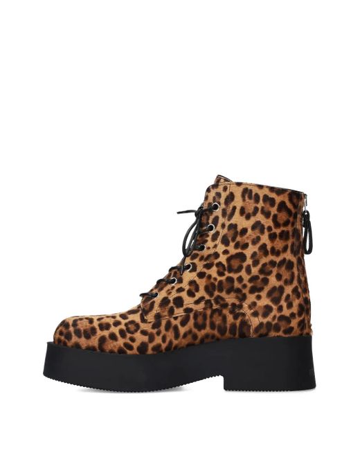 Premiata Leopard-Print Platform Lace-Up Shoes in Brown | Lyst