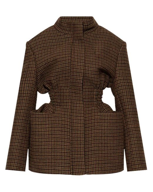 The Mannei Check Pattern Jacket in Brown | Lyst