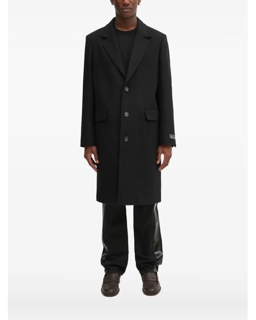 Lacoste Button Logo-Patch Coat in Black for Men | Lyst UK