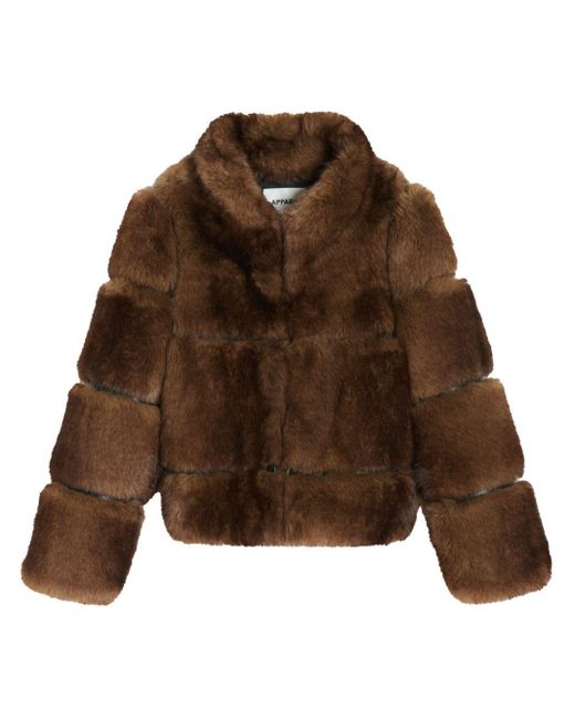 Apparis Sai V-Neck Faux-Fur Coats in Brown | Lyst
