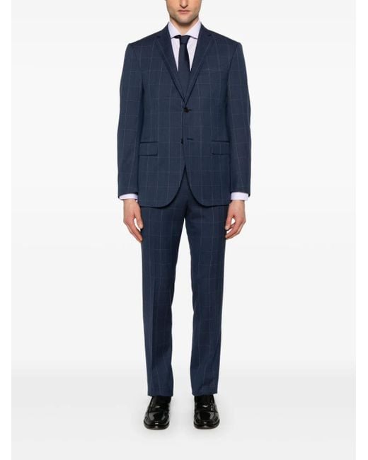 Corneliani Windowpane-Pattern Suit in Blue for Men | Lyst