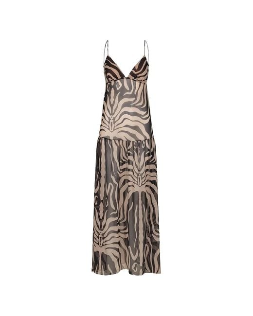 Johanna Ortiz Georgette Zebra-Print Maxi Dress in White | Lyst