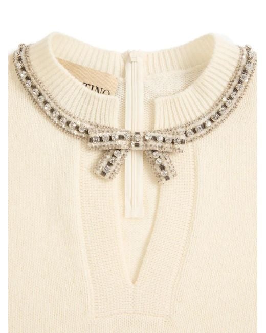 Valentino Garavani Embroidered Wool Jumper in Natural | Lyst UK
