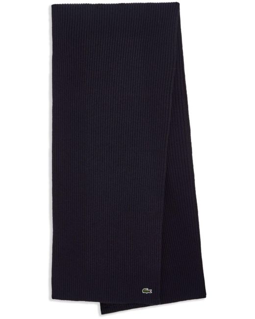 Lacoste Ribbed-Knit Wool Scarf in Blue for Men | Lyst