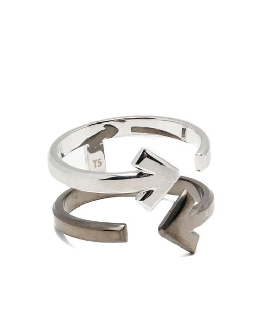 agnès b. Double-Arrow Ring in Metallic for Men | Lyst