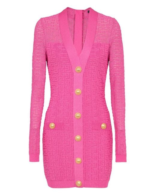 Balmain Pb Labyrinthe Mini Dress in Pink | Lyst UK