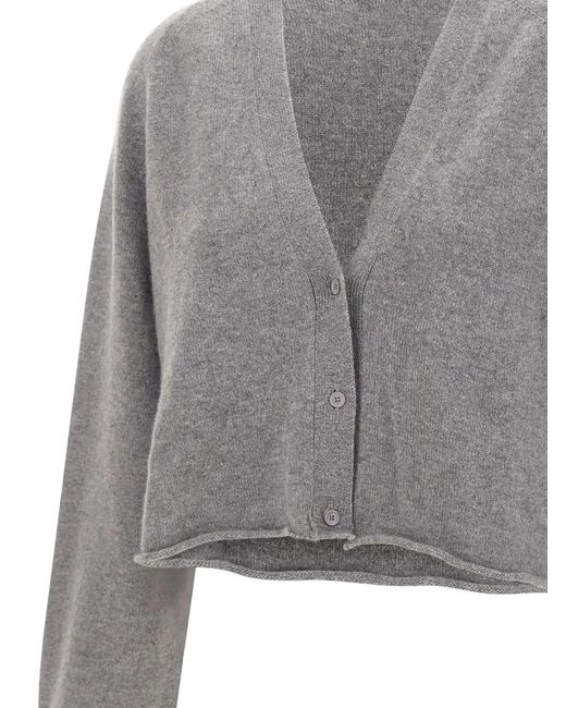 Laneus Raw-Cut Cropped Cardigan in Grey | Lyst UK