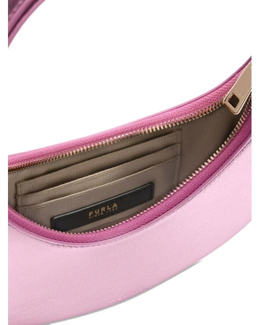 Furla Metallic-Effect Crescent Shoulder Bag in Pink | Lyst UK