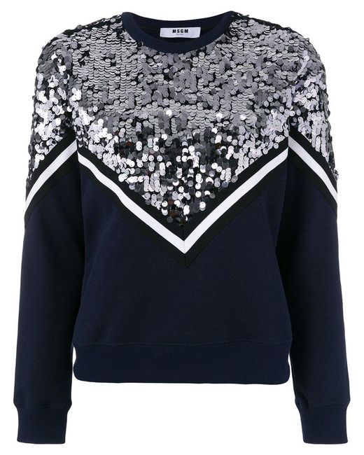 Lyst Msgm Sequin Embellished Sweatshirt In Blue