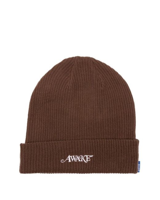 AWAKE NY Logo-Embroidered Beanie in Brown for Men | Lyst UK