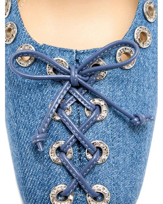 Mach & Mach Eyelet-Lace Ballet Flats in Blue | Lyst UK