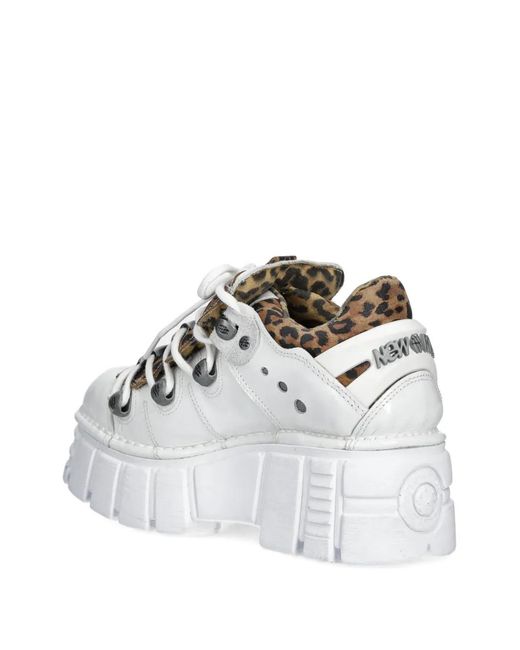 New Rock 60Mm Leopard Platform Sneakers in White | Lyst UK
