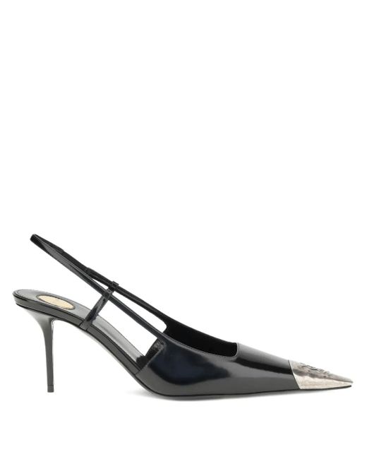 Saint Laurent 75Mm Pointed-Toe Slingback Pumps in Black | Lyst