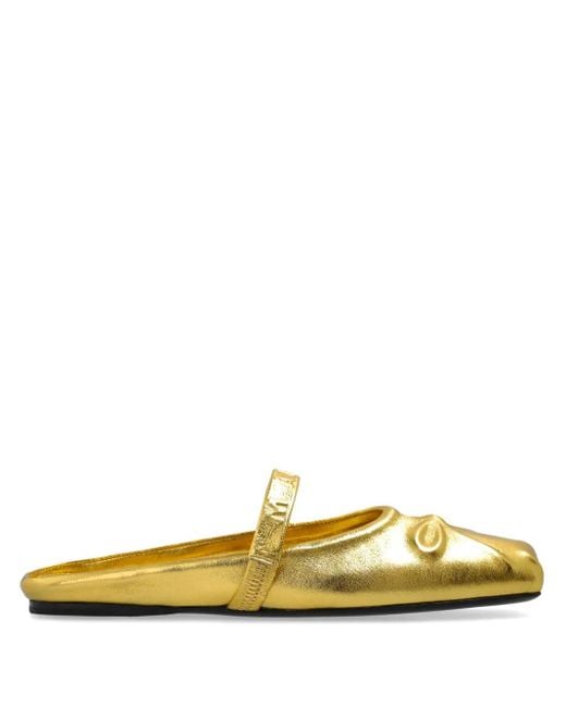 Marni Metallic Ballerina Shoes in Yellow | Lyst