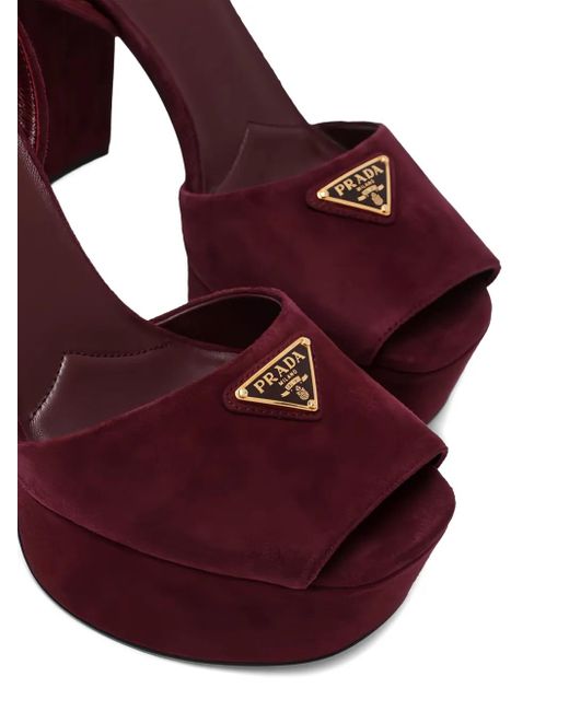 Prada 115Mm Logo-Plaque Heeled Pumps in Purple | Lyst UK