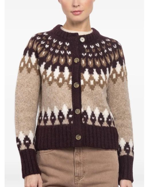 Veronica Beard Christina Fair Isle Patterned Button Cardigan in Brown ...