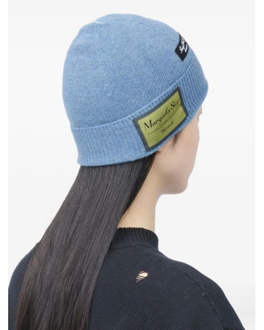 MM6 by Maison Margiela Logo-Patch Beanie in Blue | Lyst UK