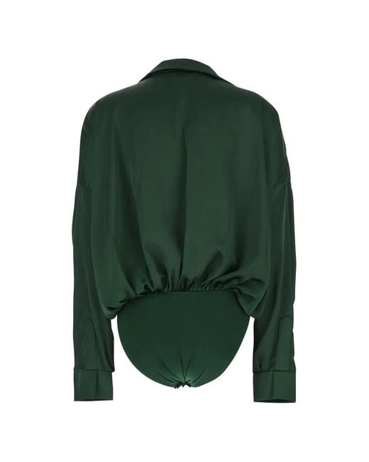 Norma Kamali Long-Sleeve Bodysuit in Green | Lyst