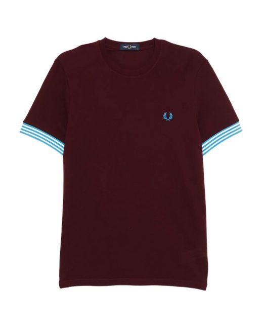 Fred Perry Striped-Trim Cotton T-Shirt in Red for Men | Lyst UK