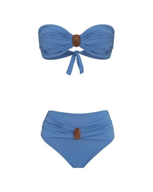 Brigitte Bardot Dalia Ruched Bikini in Blue | Lyst UK