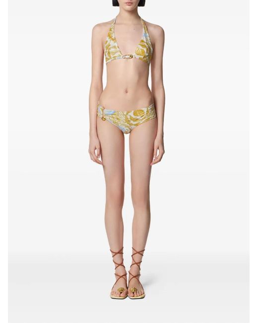 Versace Underwater Barocco Bikini Top in Yellow | Lyst