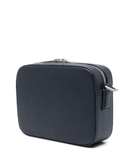 Sandro Small Saffiano Logo-Stamp Messenger Bag in Blue for Men | Lyst