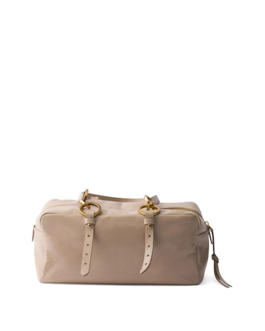 Prada Dangle Leather Tote Bag in Brown | Lyst