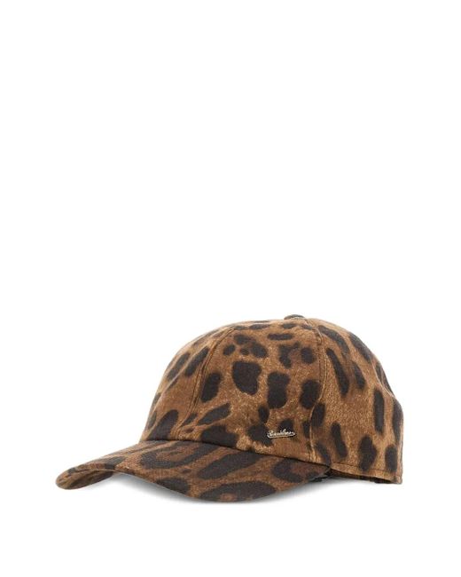 Borsalino Leopard-Print Baseball Cap in Brown | Lyst UK