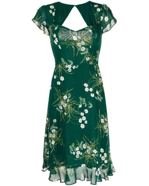 Reformation Rosi Floral Print Short Sleeve Dress In Green Lyst