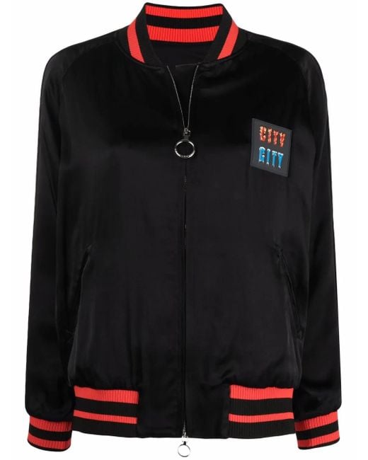 Rabanne Logo Patch Bomber Jacket in Black | Lyst UK
