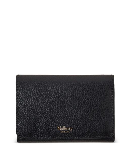 Mulberry Leather Tri-Fold Wallet in Black | Lyst UK