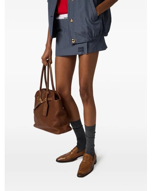 Miu Miu Check-Pattern Mini Skirt in Blue | Lyst UK