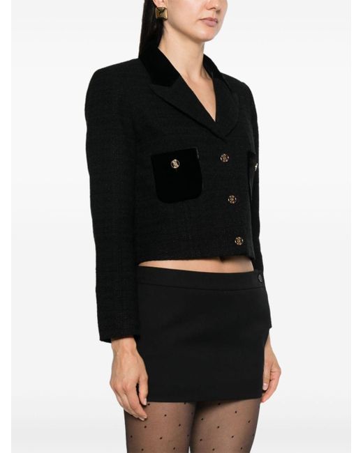 Sandro Victoria Bouclé Cropped Blazer in Black | Lyst