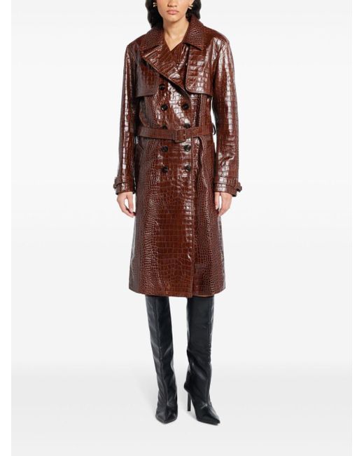 Tom Ford Crocodile-Effect Leather Trench Coat in Red | Lyst