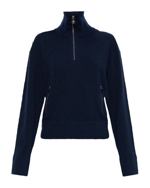 Victoria Beckham Half-Zip Milano Sweater in Blue | Lyst UK