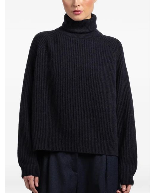 Dusan Roll-Neck Ribbed Sweater in Blue | Lyst UK