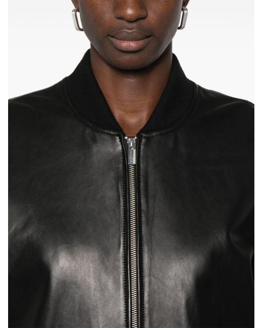 Theory Leather Bomber Jacket in Black | Lyst