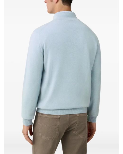BOGGI Half-Zip Cashmere Blend Pullover in Blue for Men | Lyst UK