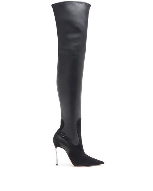 Casadei 100Mm Blade Double Over-Knee Boots in Black | Lyst