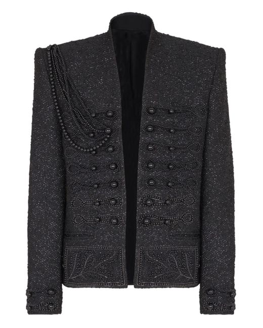 Balmain Beaded-Embellished Tweed Jacket in Black for Men | Lyst UK