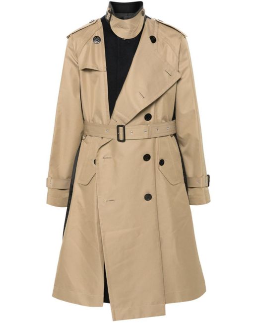 Sacai Two-Tone Coat in Natural for Men | Lyst