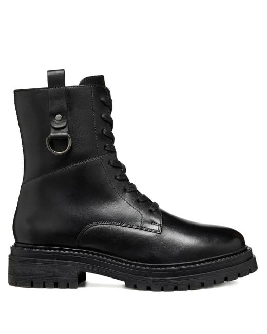 Geox Iridea Combat Boots in Black | Lyst UK