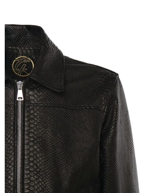 Giuliano Galiano Zip-Pocket Leather Jacket in Black for Men | Lyst UK