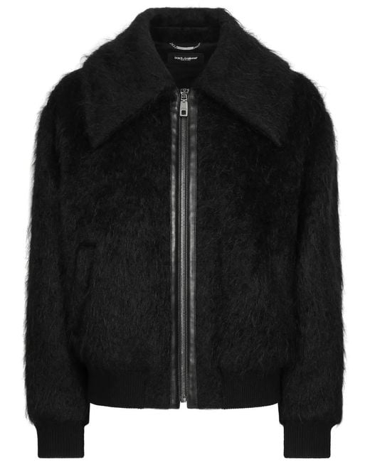 Dolce & Gabbana Faux-Fur Wool Coat in Black for Men | Lyst