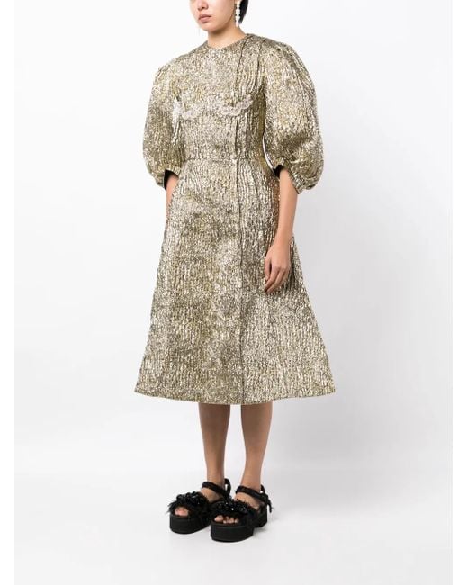 Simone Rocha Crystal-embellished Cloqué Midi Dress in Metallic | Lyst