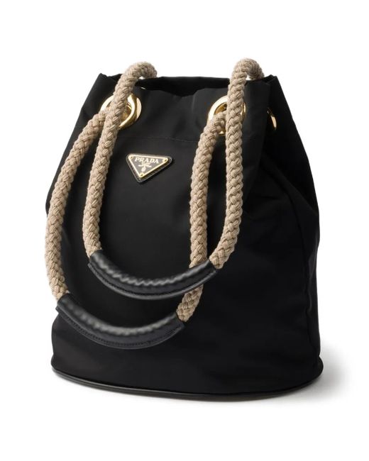 Prada Re-Nylon Rope-Handles Bucket Bag in Black | Lyst